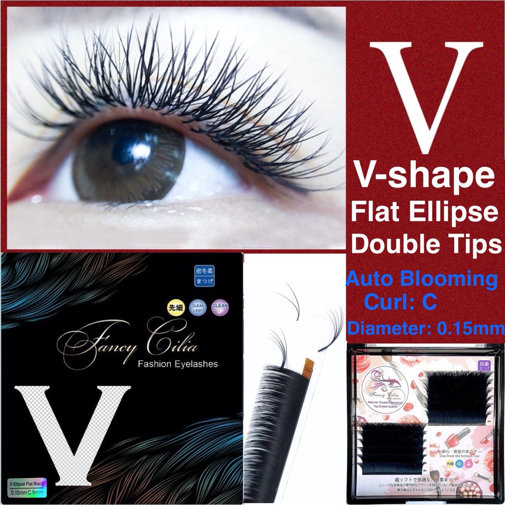 V type Flat Ellipse Eyelash Extension Premium Materials 1st Auto ...