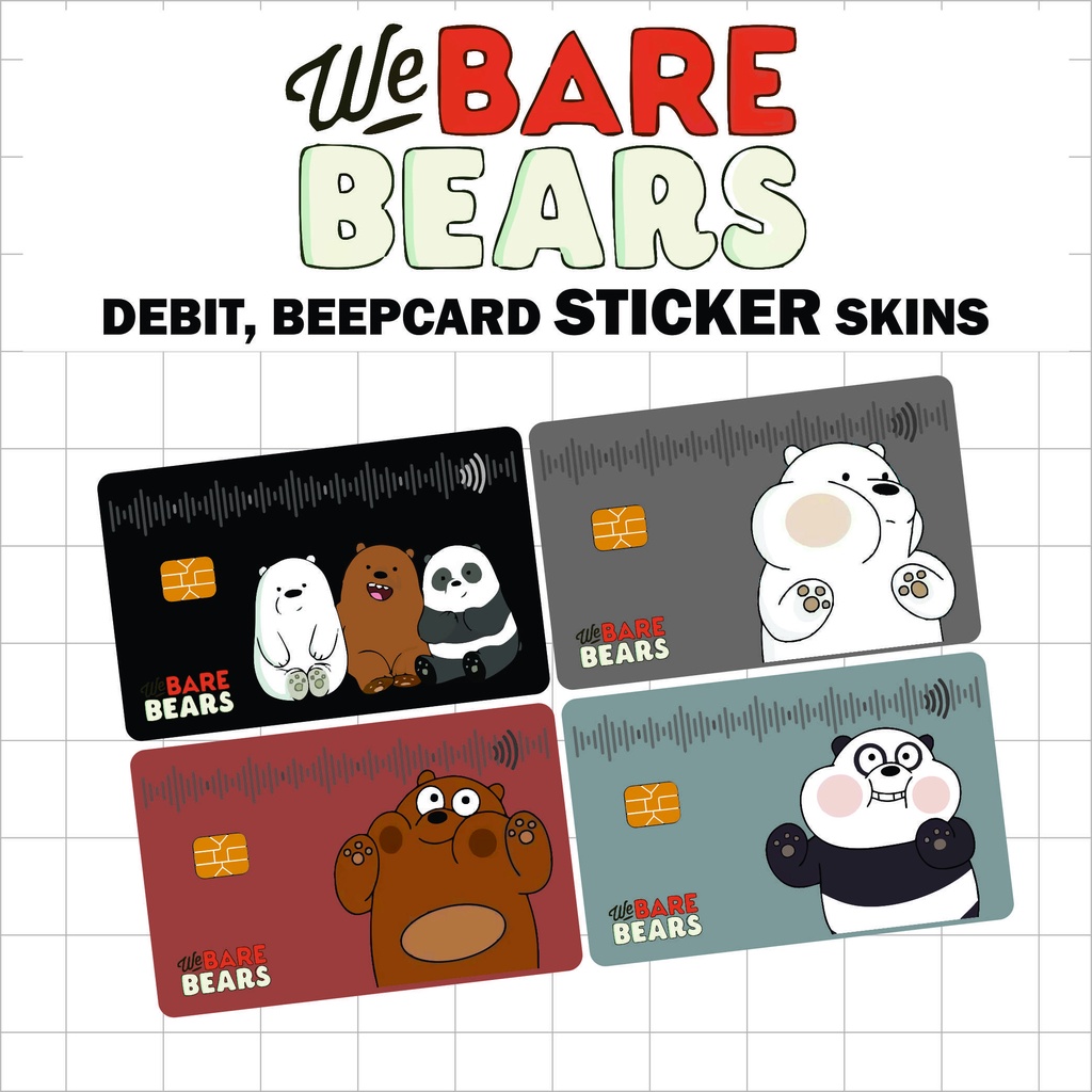 WE BARE BEARS ATM BEEP DEBIT BANK Card Skin Stickers ICE BEAR PANDA ...