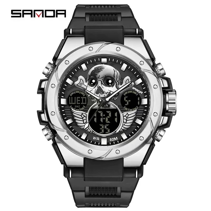 SANDA Brand Digital Watch Man 2 Time Quartz Electronic Watches ...