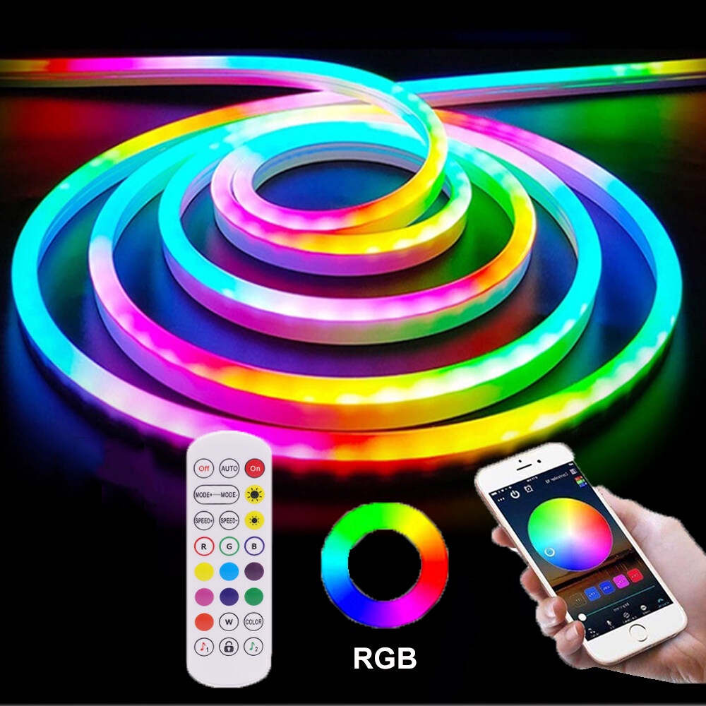 12V 5M Dimmable Flexible Neon RGB Strip 1 set LED Strip Light ...