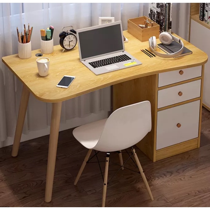 MS Computer Desk With Storage Drawers Simple Modern Sturdy Writing ...