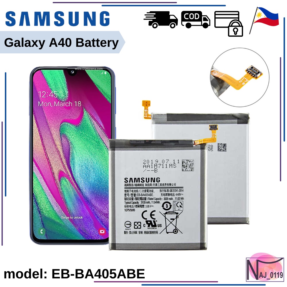Samsung Galaxy A40 Battery | Model: EB-BA405ABE (3100mAh) ORIGINAL HIGH QUALITY BATTERY | Shopee ...