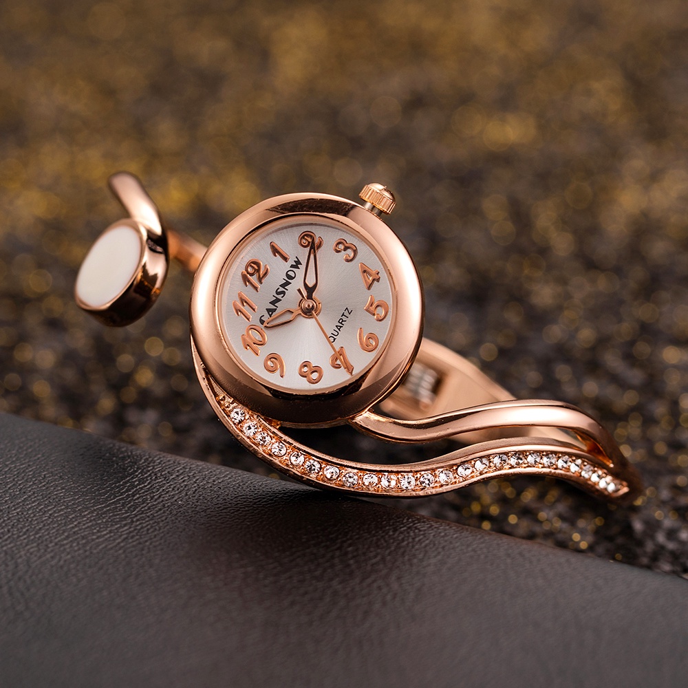 Luxury Brand Ladies Gold Women Quartz Bangle Watch Unique Design ...