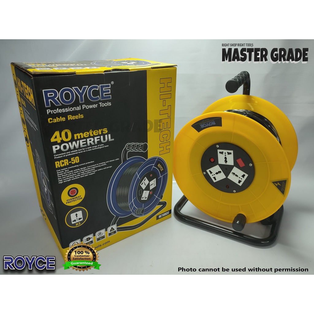 MG ORIGINAL ROYCE HEAVY DUTY Cable Reels 40 Meters RCR-50 (3 Socket ...