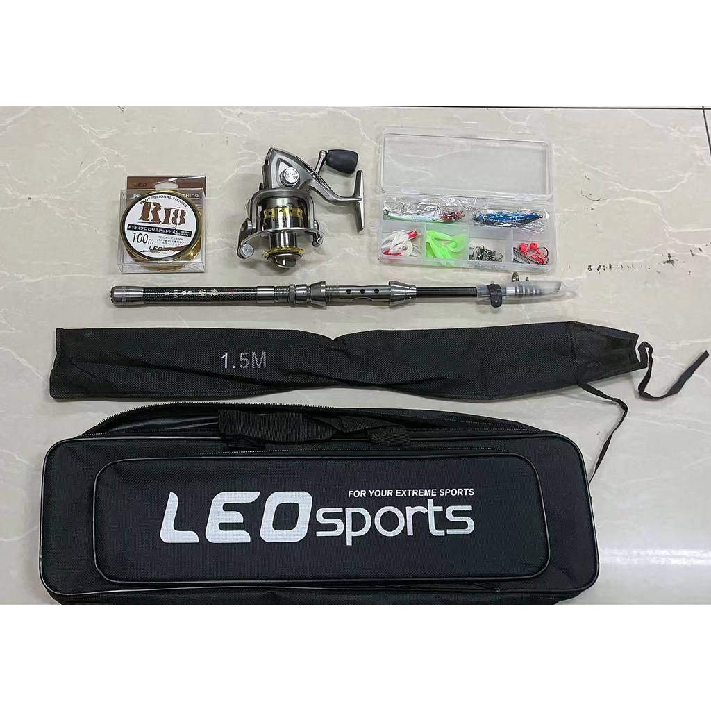 LEO 2.1M/2.4M Fishing rod set original fishing rod and reel set fishing ...