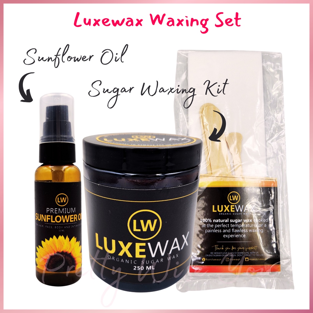 LuxeWax Kit (Organic Sugar Wax) + Sunflower Oil Waxing Complete Set ...