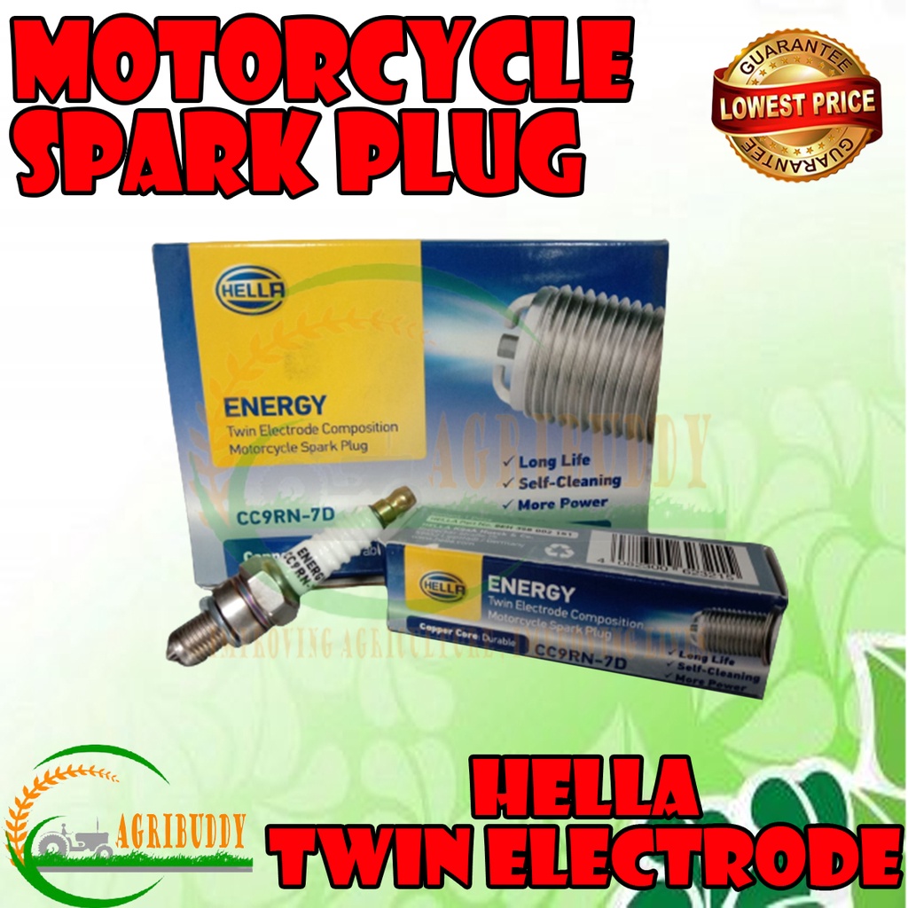 CC9N-7D Hella Twin Electrode Motorcycle Spark Plug Mio Beat Raider Wave ...