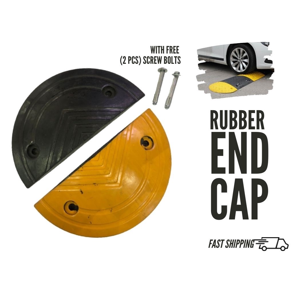 1 PIECE Rubber End Cap With Bolts for Rubber Speed Bump / Speed Hump ...