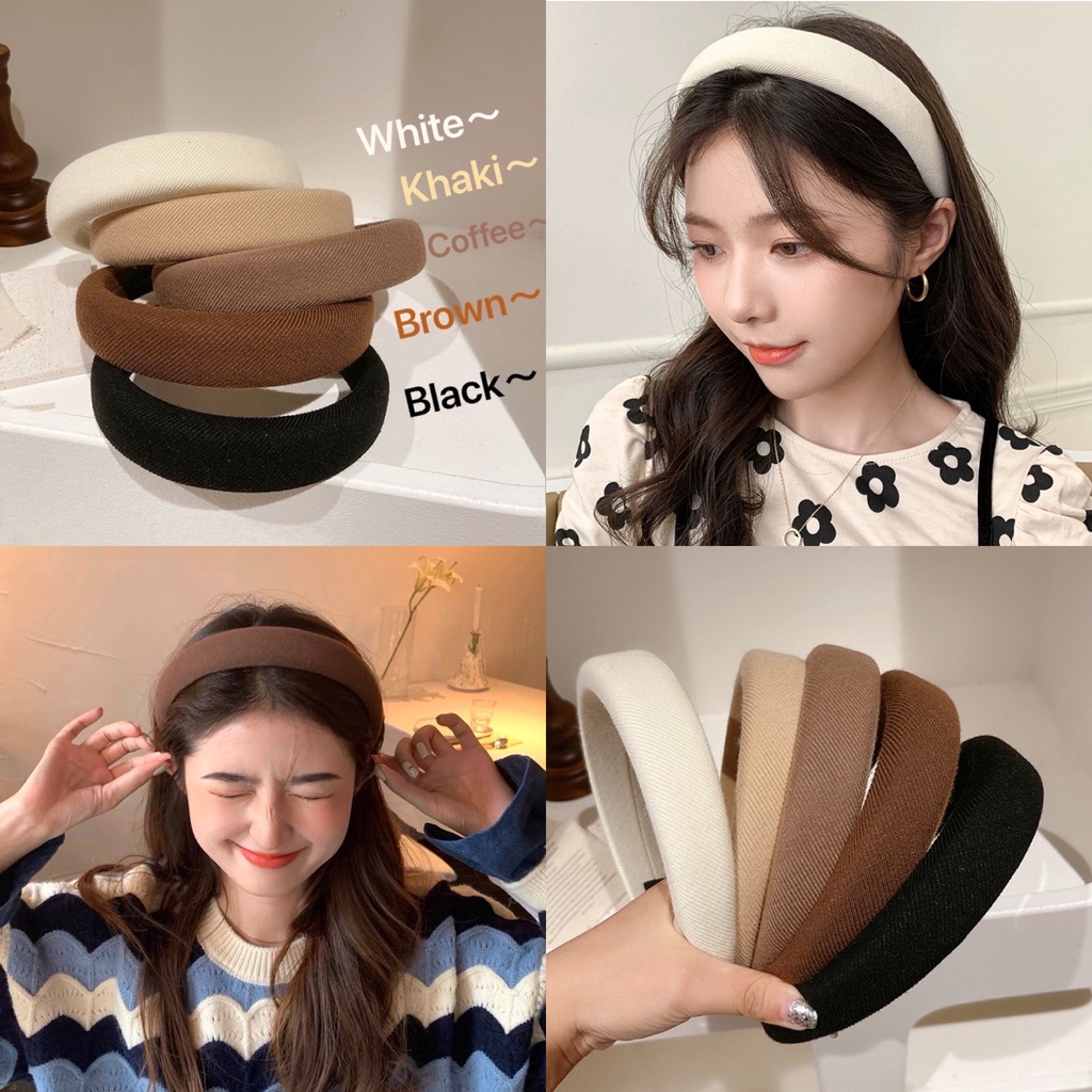 New Ins Popular Khaki Color Korea High Sponge Headwear Hairbands