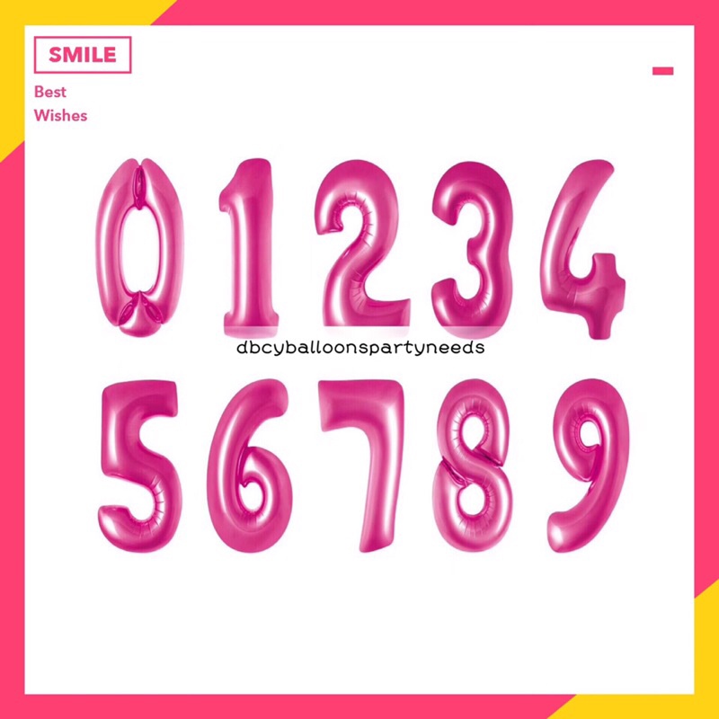 16inch plain pink number foil balloon birthday wedding partyneeds ...