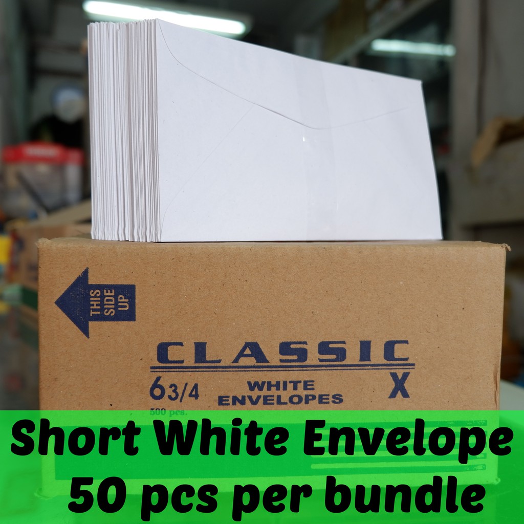 White Letter Envelope 50 Pcs Short Small Mailing Sobre | Shopee Philippines