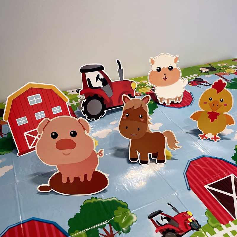 6pc / Set Cute Farm Animals 3D Paper Table Centerpiece Kids Birthday ...