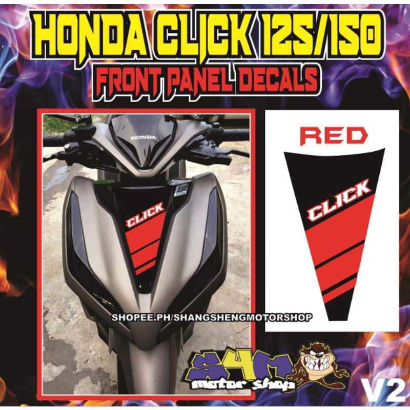 HONDA CLICK V2 125/150 V FRONT PANEL DECALS STICKERS (Easy-to-Install ...