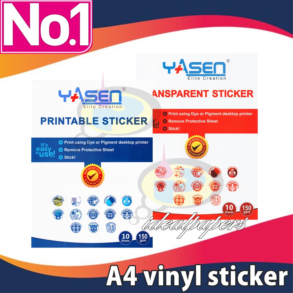 A4 DIY High Quality Printable Vinyl Sticker ( white & transparent ...