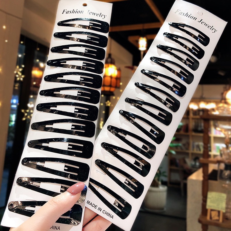 12PCS/SET Black Barrette Ladies Hair Clip Girls Side Clip Metal Hairpin ...