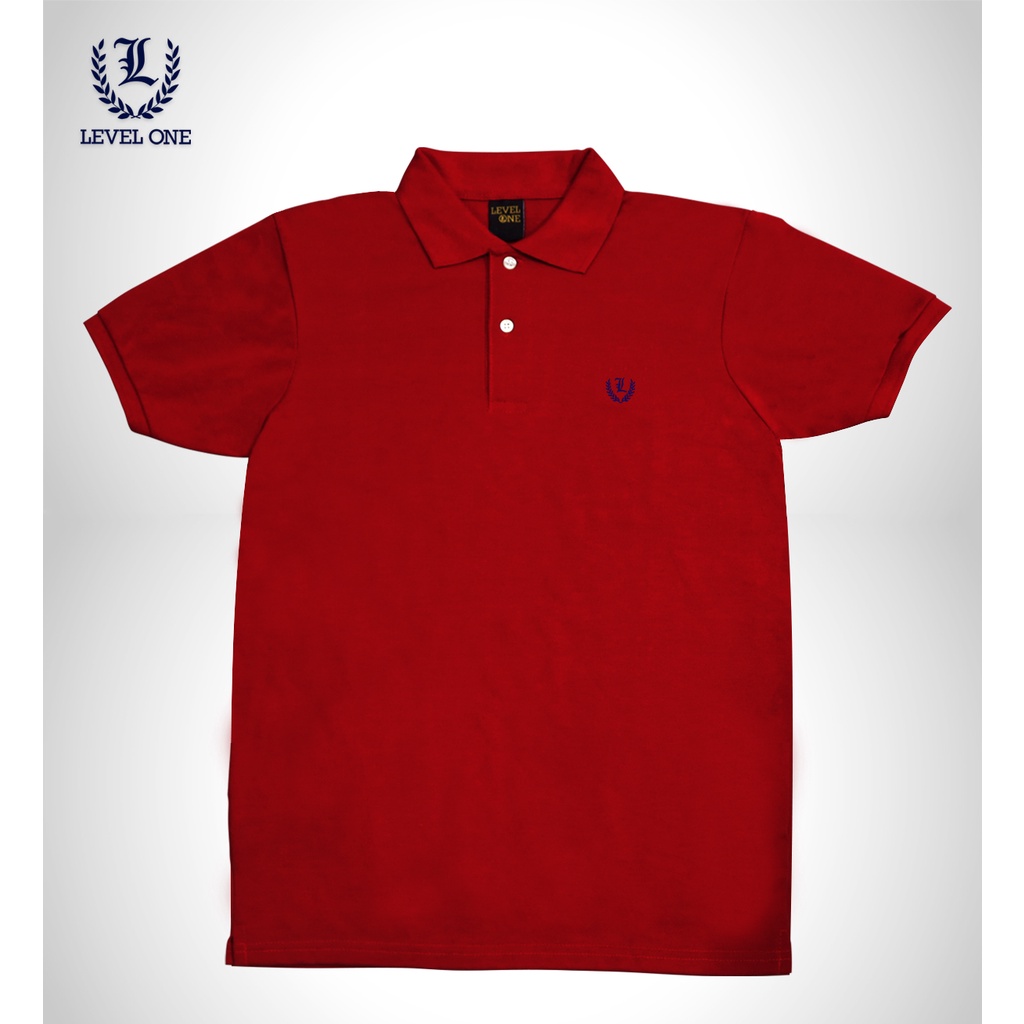 Level One Men's Polo Shirt with "L" Crest Embroidery (Red) | Shopee Philippines