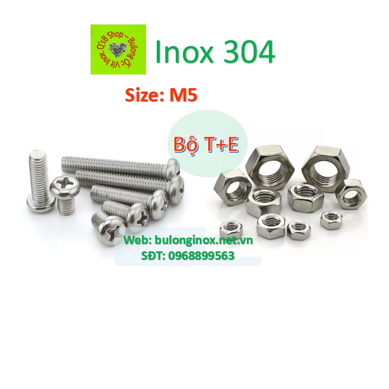 Stainless steel round head pake screws size M5 (T+ Ecu set), 4-sided ...