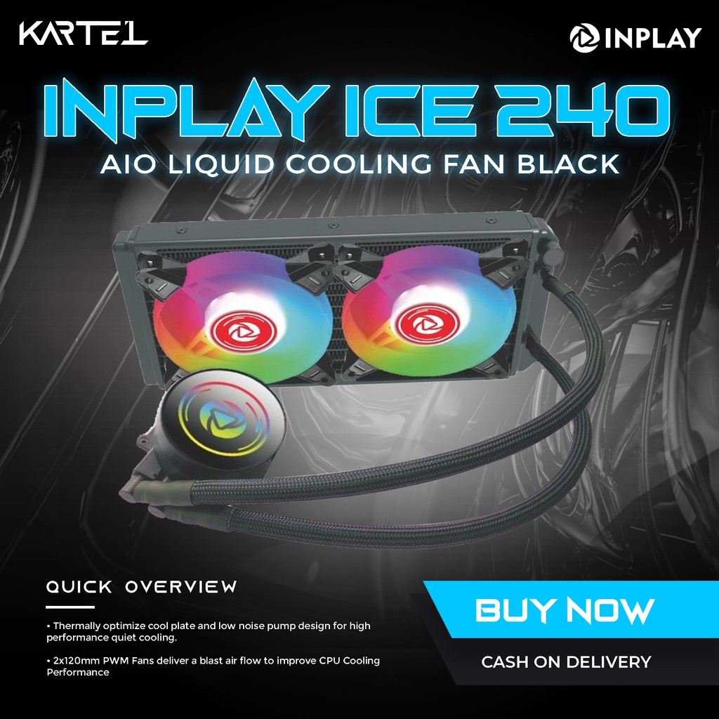 INPLAY Liquid Cooler ICE120 ICE240 RGB CPU AIO LIQUID COOLER BLACK ...