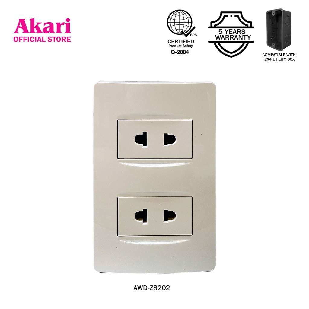 Akari 2 gang 2 pin universal outlet, 250V, 16A | Shopee Philippines