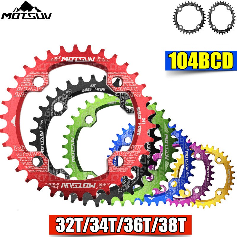 2021HOT 32-38T Bike Chainring 104BCD Narrow Wide Single Sped Chainwheel ...