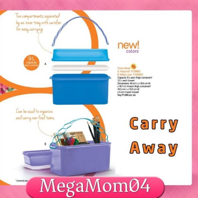 9L Tupperware Carry Away travel Container Food Storage Container Food ...