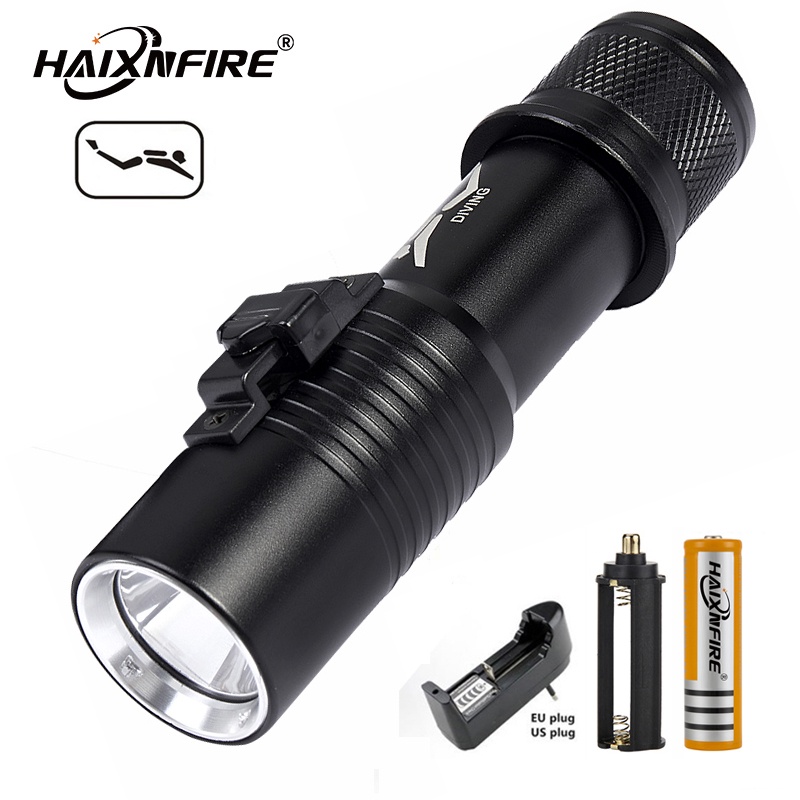 HaixnFire DV12 Scuba Diving Torch T6 LED Underwater Fishing Waterproof ...