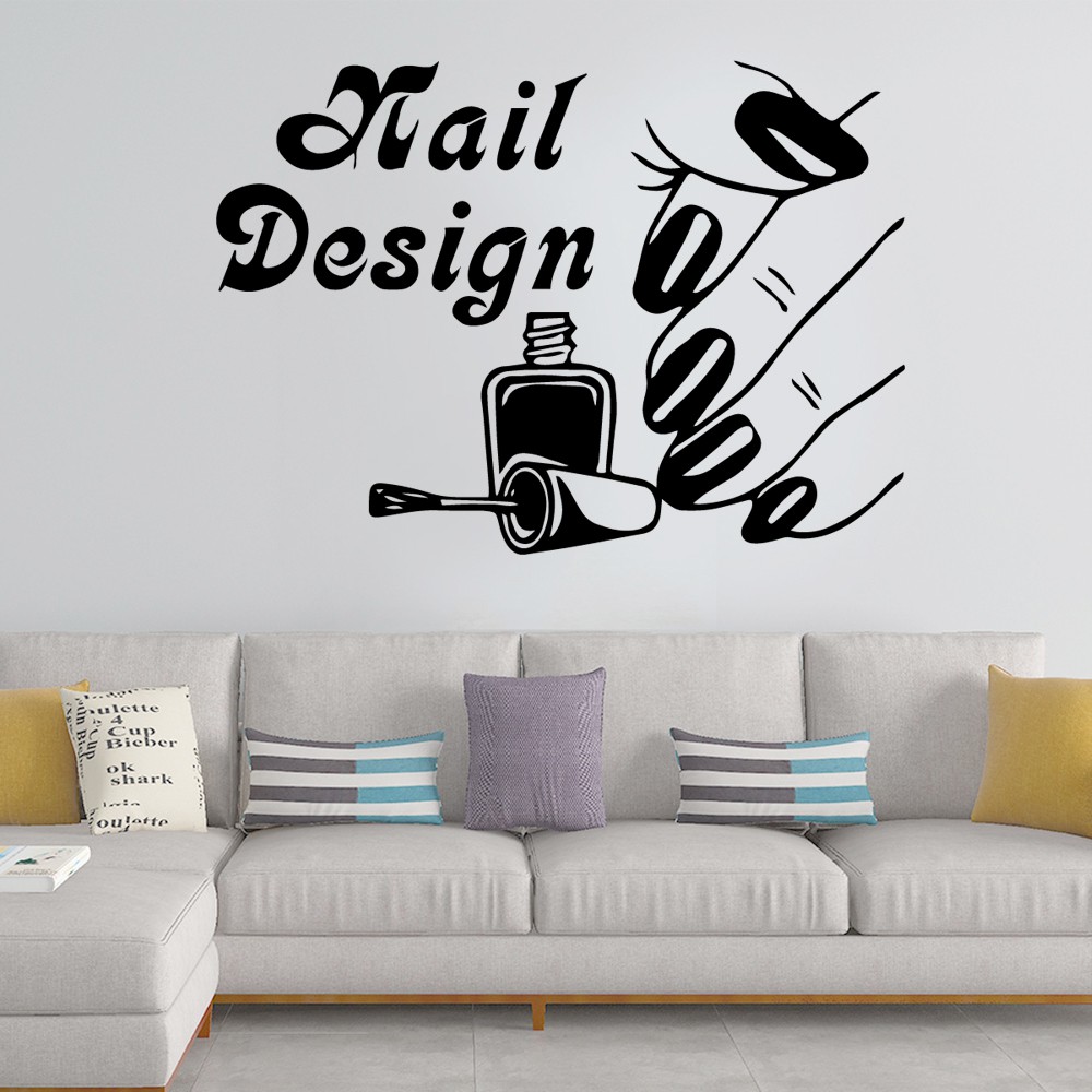 Diy Nail Vinyl Wallpaper Wall Nail Stickers For Beauty Salon Creative ...