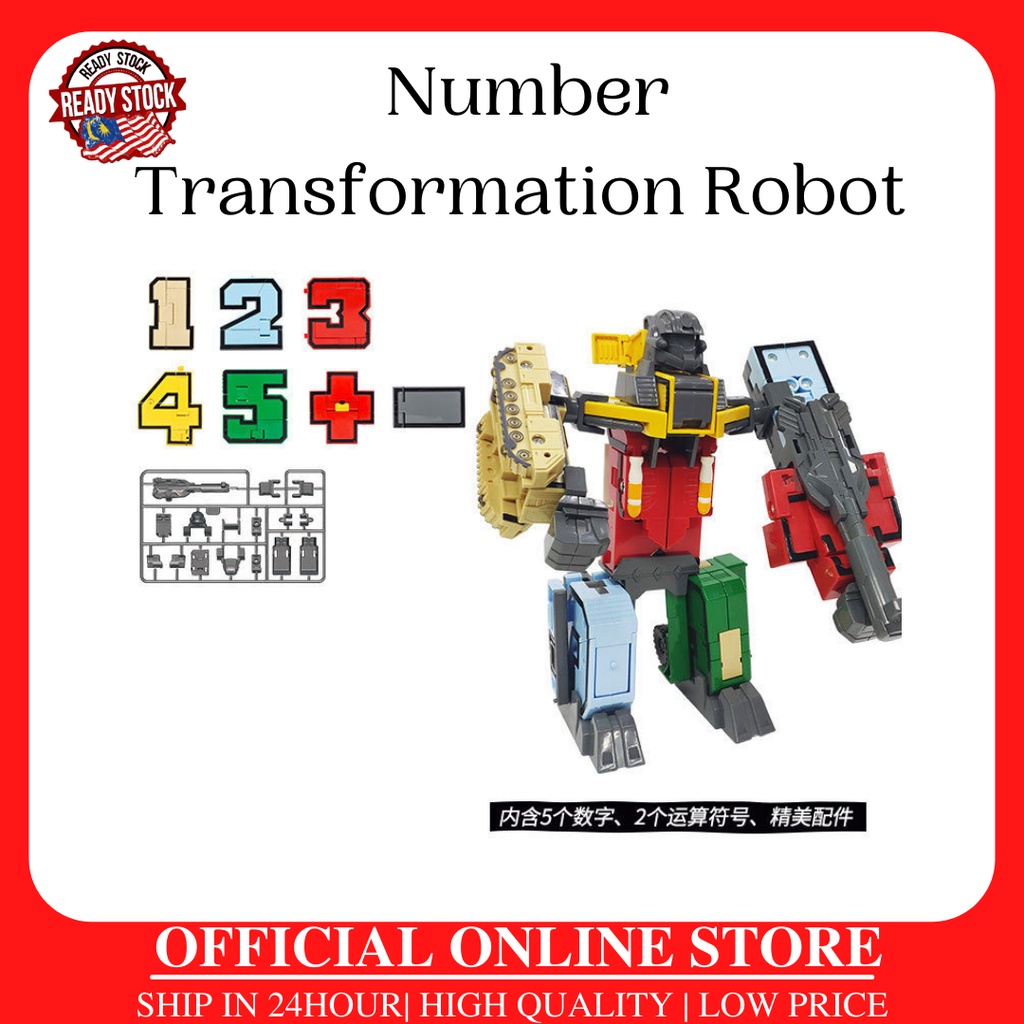 Number Transforming Robot [1-5 - +] Transformer Kid Children Toy Educational Fun Action Figure ...