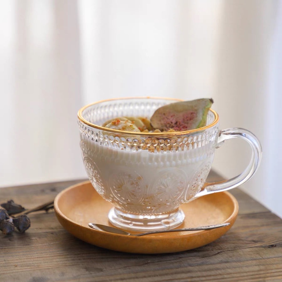 [Adorned Home] Eden Glass Mug Elegant Tea Coffee Teacup Drinkware ...