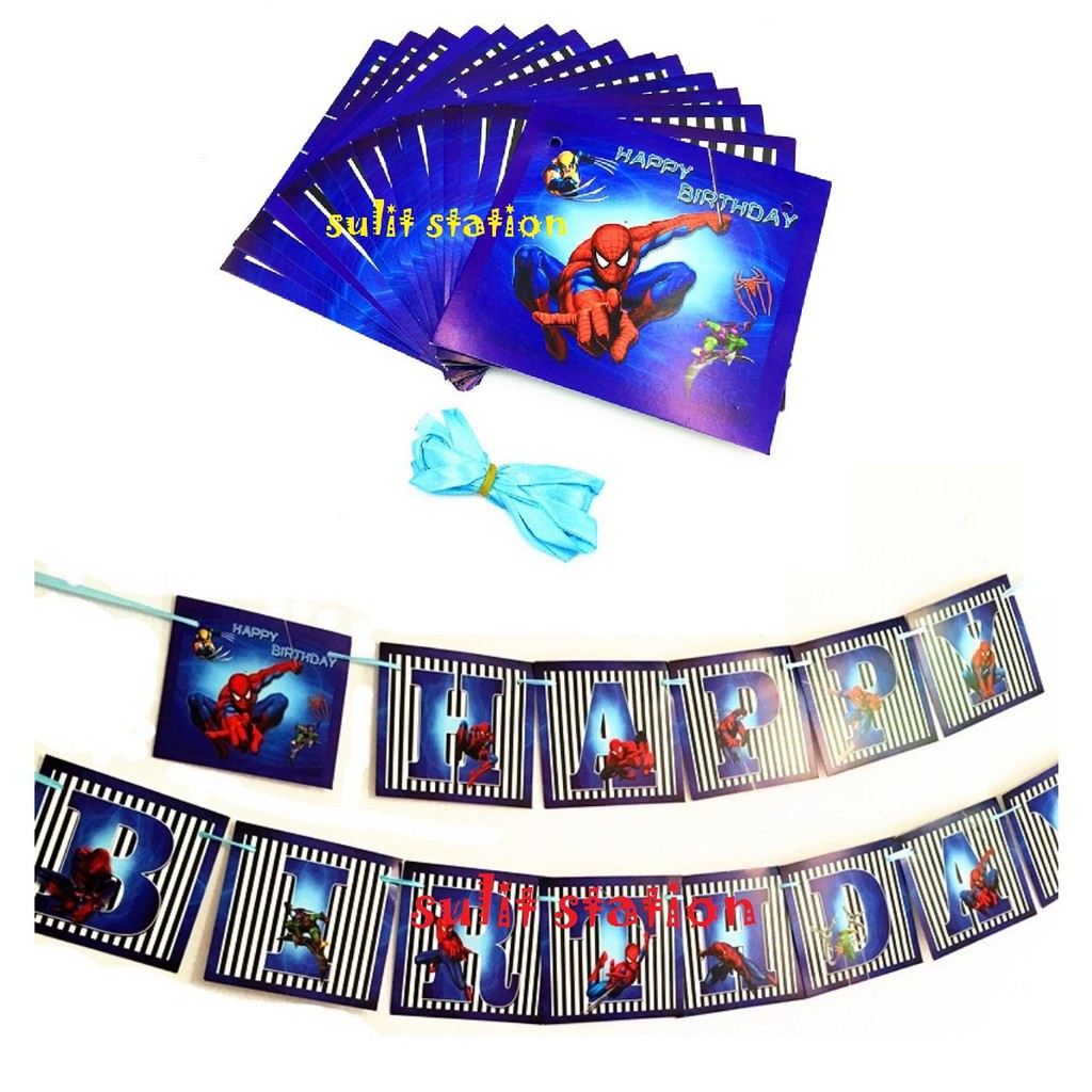 SUPER HERO SPIDER SPIDERMAN MAN PARTY LETTER HAPPY BIRTHDAY BANNER ...