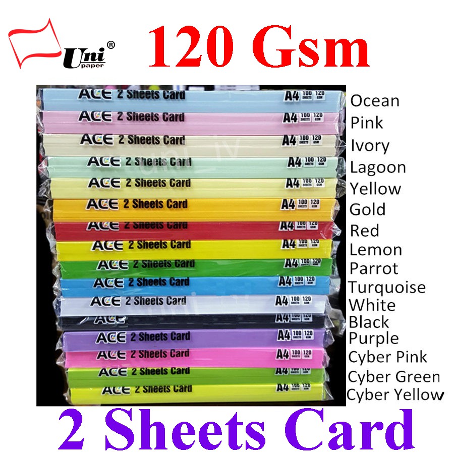 Ace Ultimate Fine A4 120gsm 2 sheet card /120gsm Color card (100sheets ...