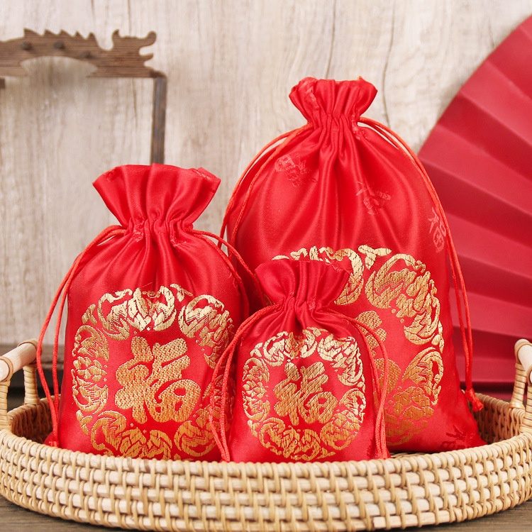 Chinese New Year Fu Silk Bag Lucky Bags Jewelry Drawstring Candy Bag ...