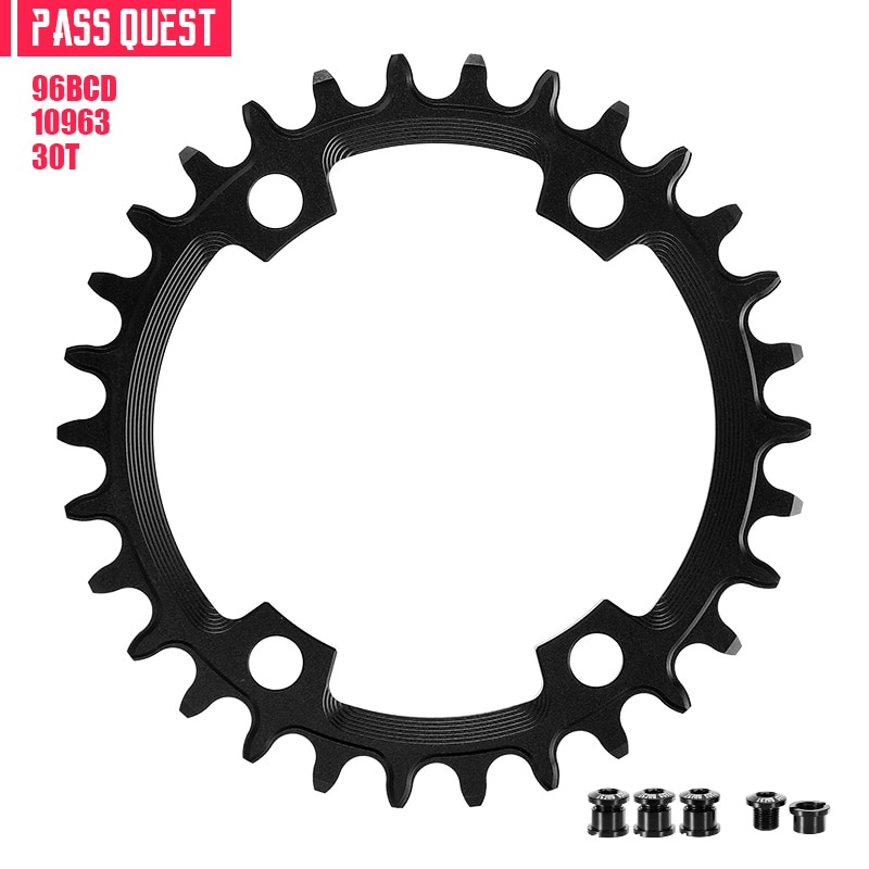 PASS QUEST 96bcd chainring asymmetrical MTB Round shape Narrow Wide Chainring Chain Ring 32T-48T ...