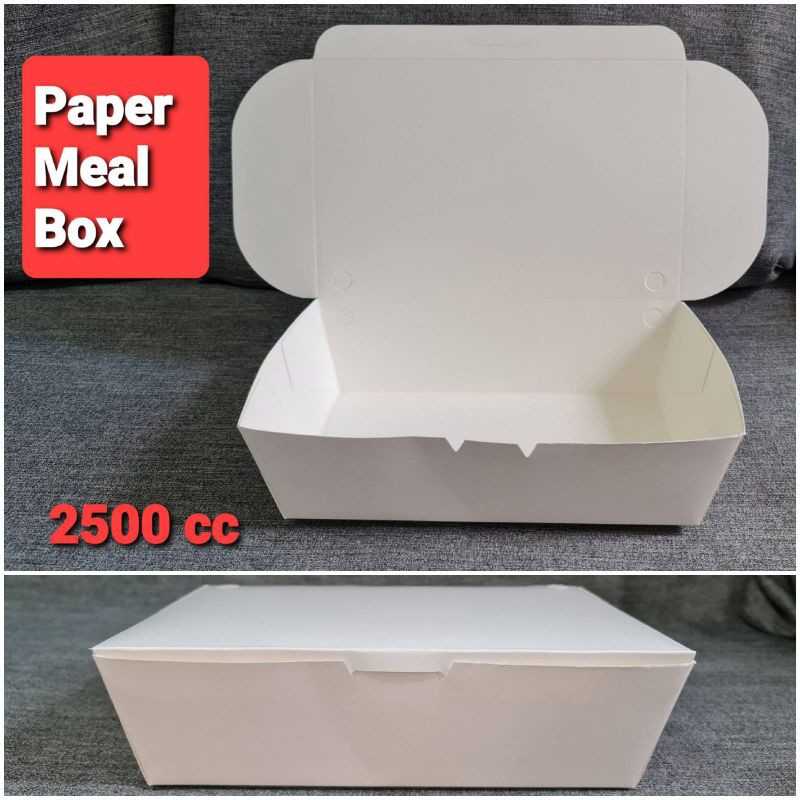 2500cc Paper meal box laminated 25pcs (White/Brown Silver) | Shopee ...
