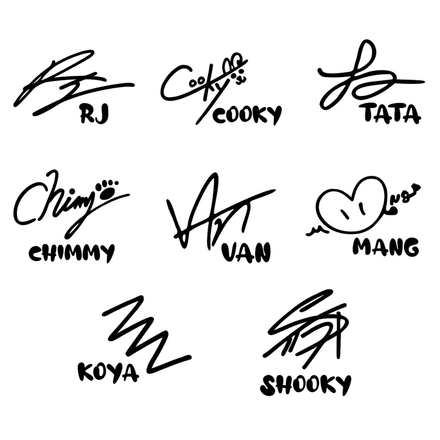Unofficial BT21 Inspired Signatures - INDIVIDUAL Decal | Vinyl Sticker ...