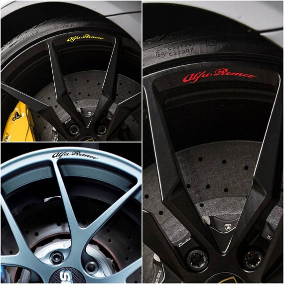 x8 ALFA ROMEO Rims Alloy Wheel Decals Stickers Stelvio Giulia 4C Spider ...
