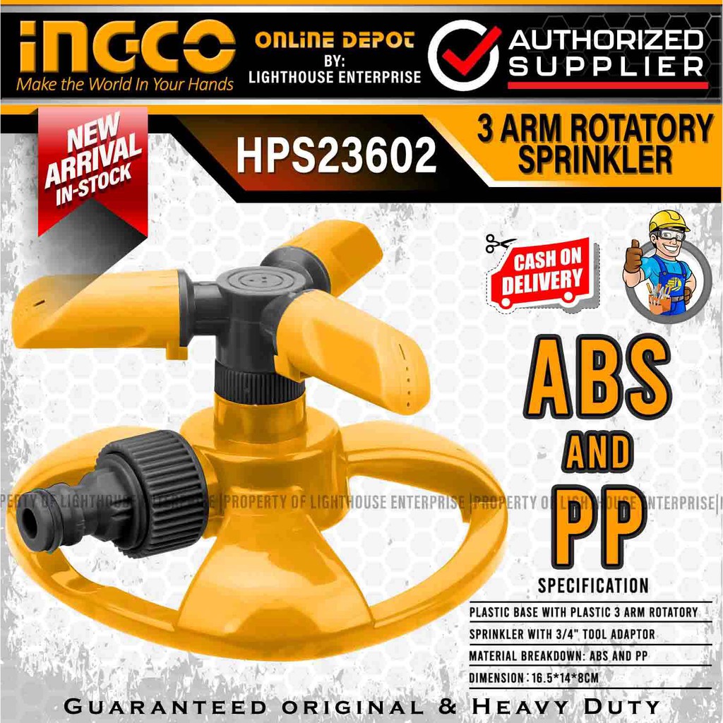 INGCO Plastic 3 Arm Rotatory Sprinkler (HPS23602) *LIGHTHOUSE ...