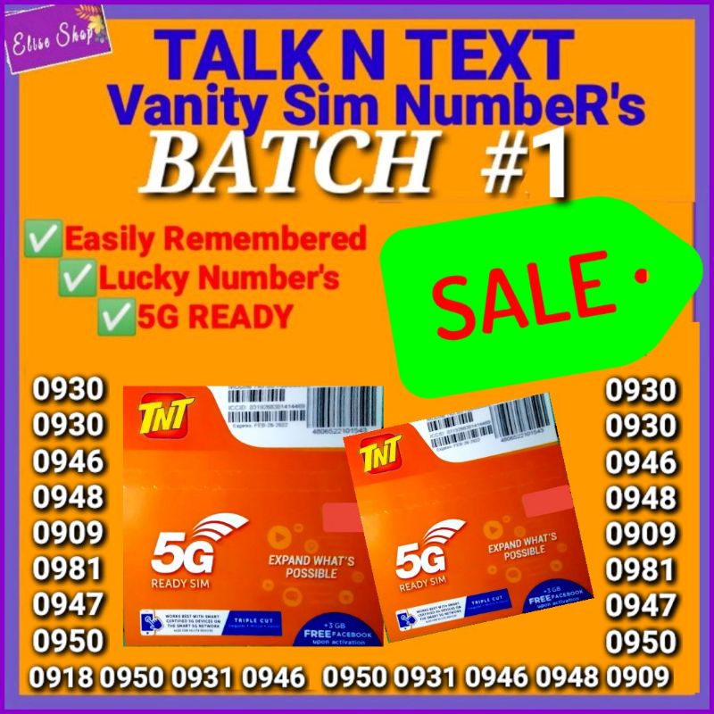 TNT / TALK N TEXT 5G SPECIAL SIMCARD NUMBER EASILY REMEMBERED SIMCARD ...