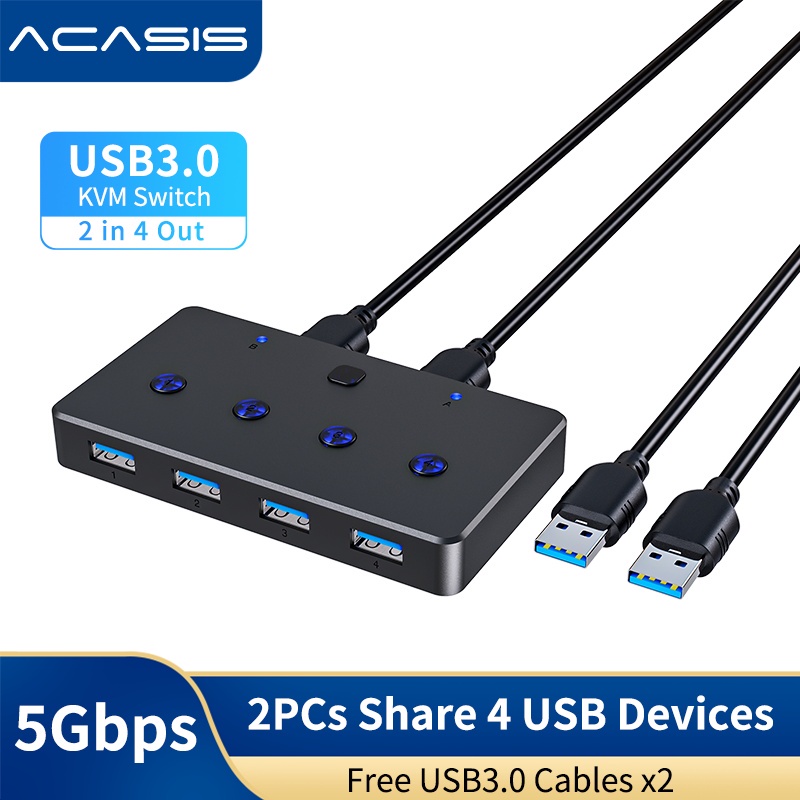 ACASIS USB 3.0 Kvm Switch 2 Computers 4-Port Peripheral Switcher ...