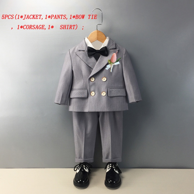 Children Formal Clothing Boys Solid Color Tuxedo Suits Blazer Pants ...