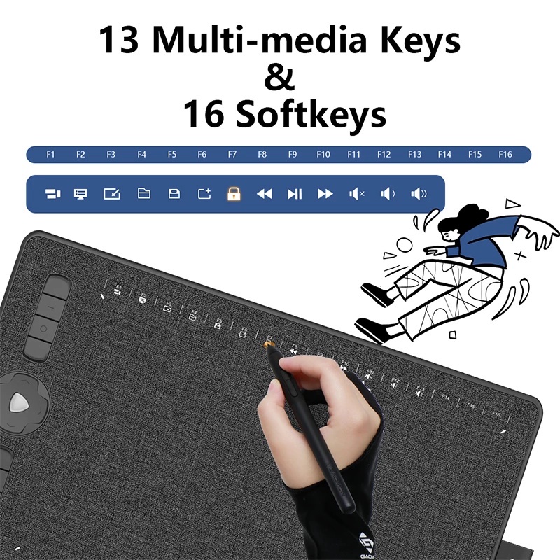 GAOMON M1230 Pen Tablet & 2 Finger Gloves - 12’’ Android OS Supported ...