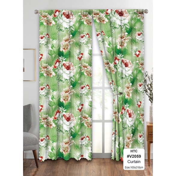 COD RED Curtain for Window Flower Butterfly Curtain Kurtina 130cmX200cm ...