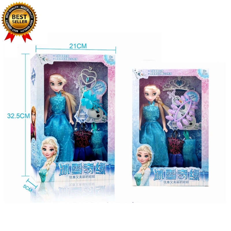 vfbY Frozen Princess Dress Up Barbie Girl Toy With Two Cloths Gift Box ...