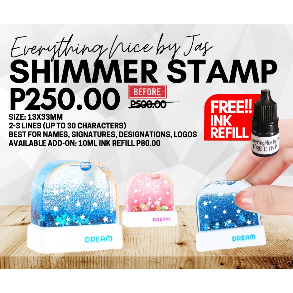 Shimmer Self-Inking Stamp (Personalized/Made to order) | Shopee Philippines
