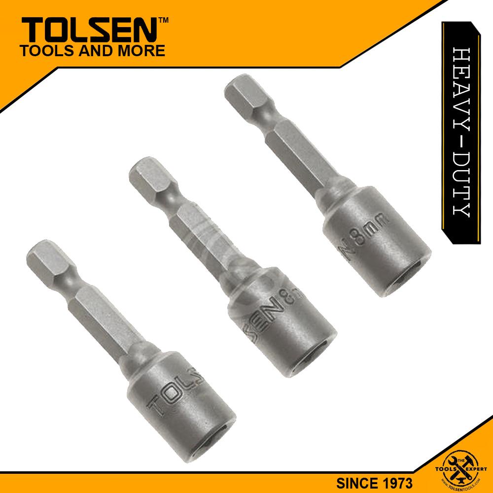 Tolsen 3pcs Magnetic Nut Socket Set (3/8") Tek Screw Bits 77832 ...