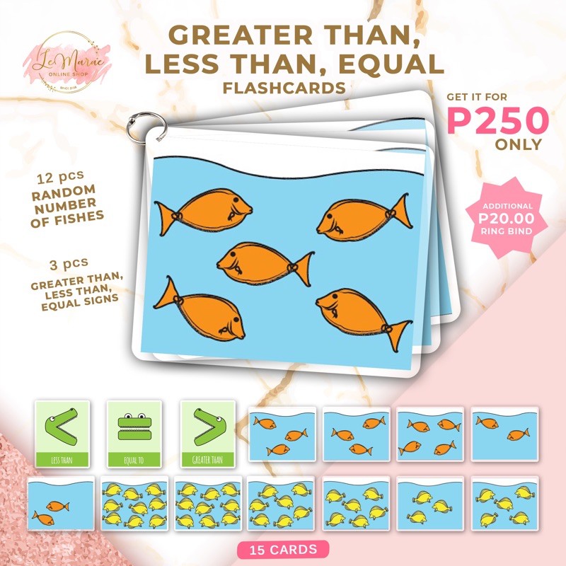 GREATER THAN LESS THAN EQUAL Laminated Educational Flashcards Toys Kids ...