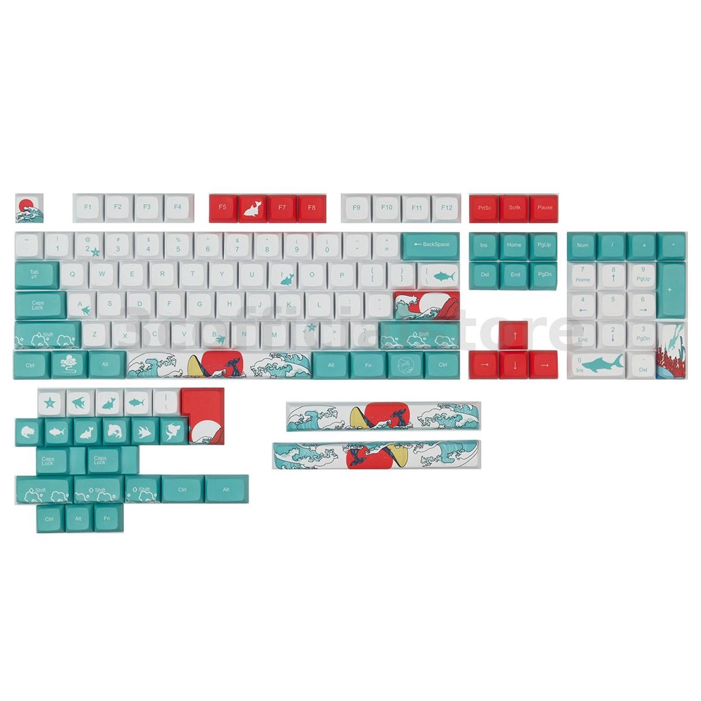 128 Keys Coral Sea Keycap Set XDA Profile PBT Sublimation Keycaps for ...