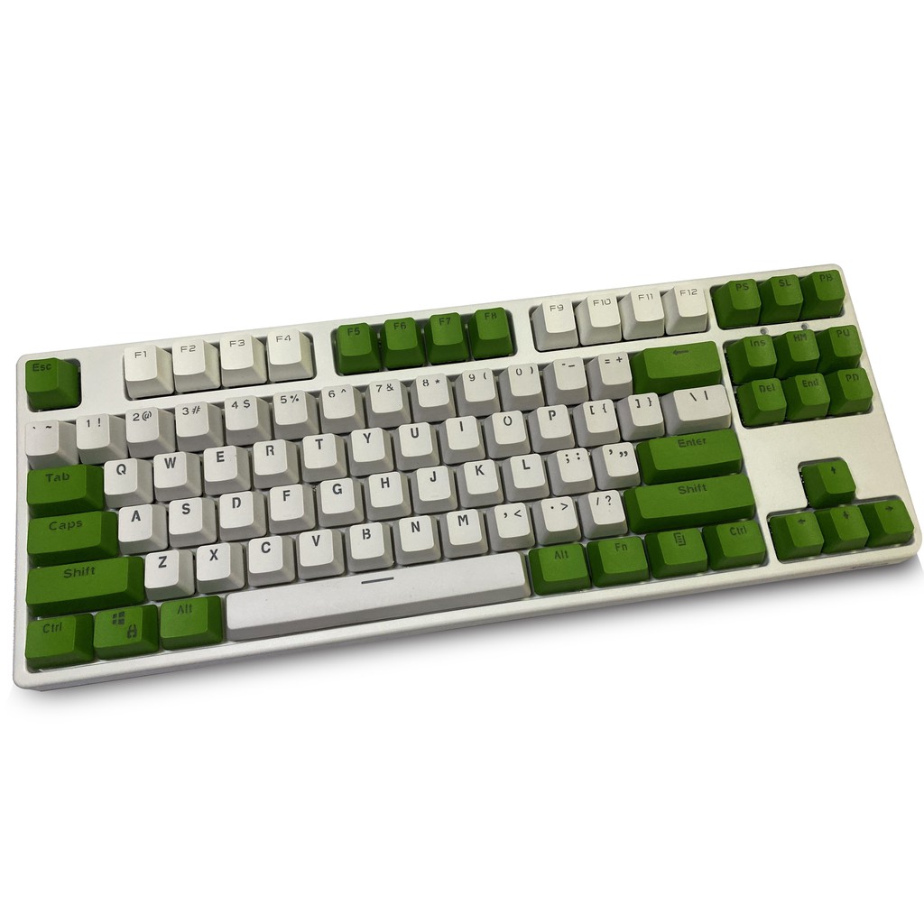Dark green and white Keycaps, 87 key PBT Keys Keycaps Mechanical ...