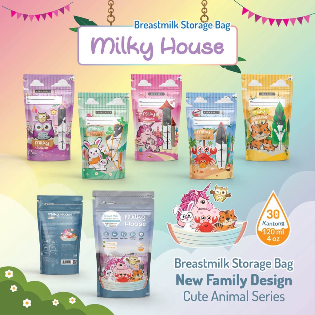 Milky House Breast Milk Bags 120ml - 30 Pcs / Plastic Breast Milk Bags ...