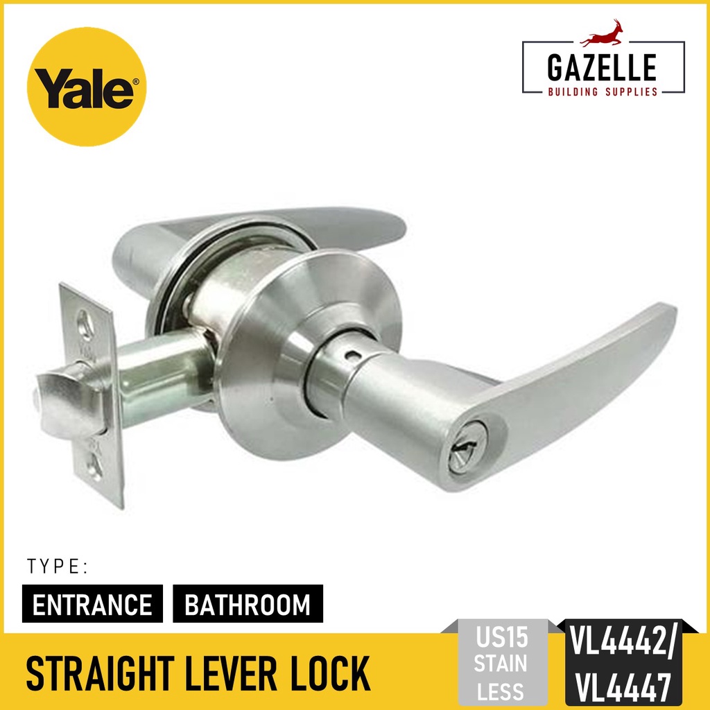 Yale Door Lever Lockset Lock Set Knob Reversible Stainless Entrance ...